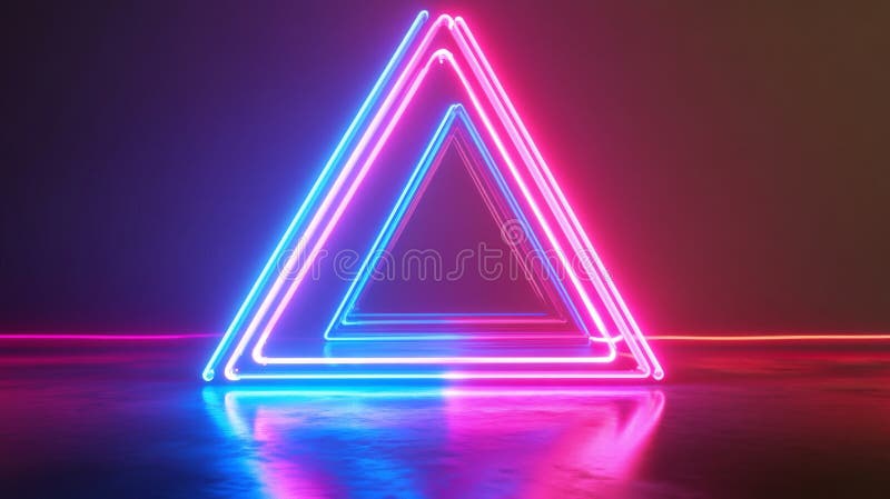 Neon Triangle Frame Pink and Blue Glowing Abstract, 3D Render, Abstract ...