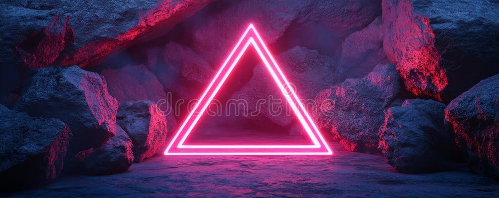 The Neon Triangle Frame is Set Against a Cosmic Backdrop and Features ...