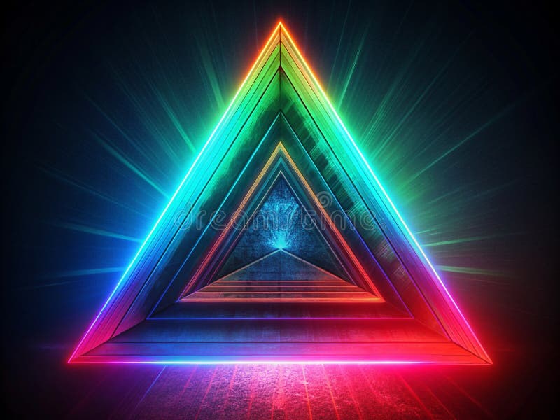 Neon Triangle with Glowing Lights Stock Vector - Illustration of ...