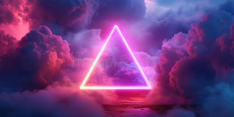 Pink Purple Sunset Landscape Glowing Triangle Stock Photos - Free ...
