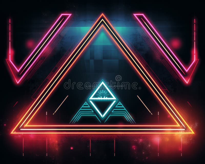 A Neon Triangle with an Image of a Triangle on it Stock Illustration ...