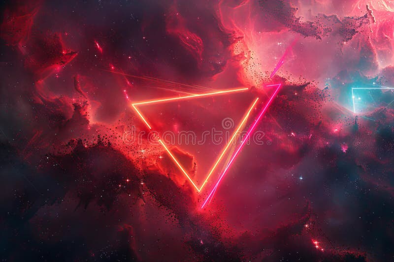 Neon Triangle and Laser in the Space, High Quality, High Resolution ...