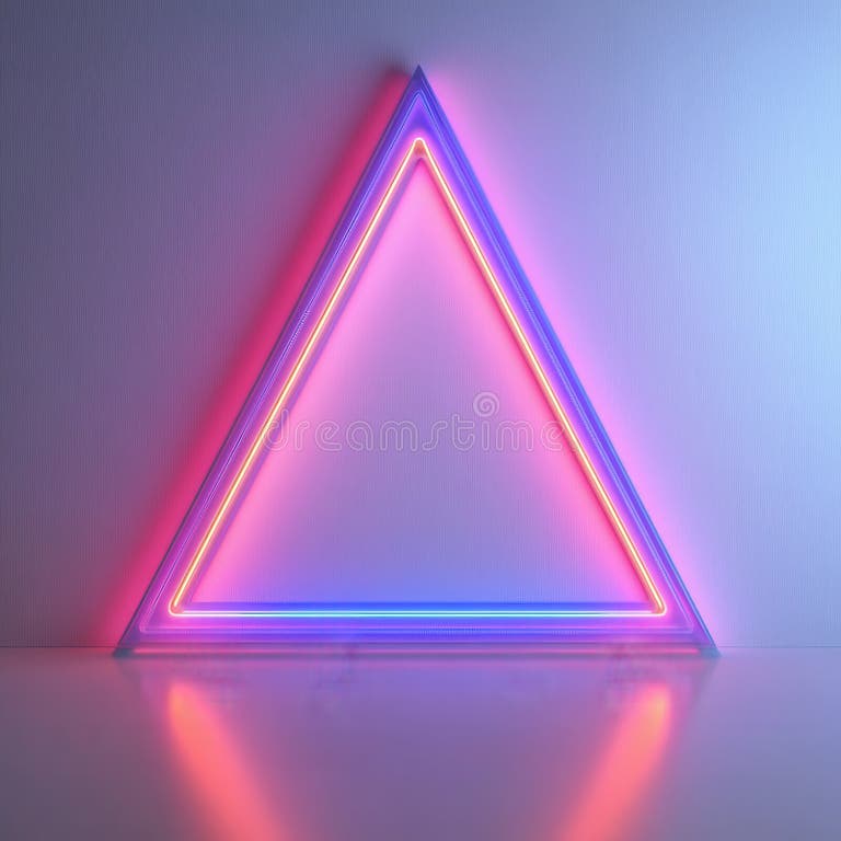 Neon Triangle Light Frame Glowing Pink Blue Abstract Background ...