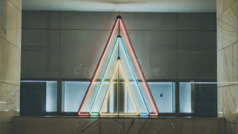 Neon Triangle Light Installation Stock Illustration - Illustration of ...