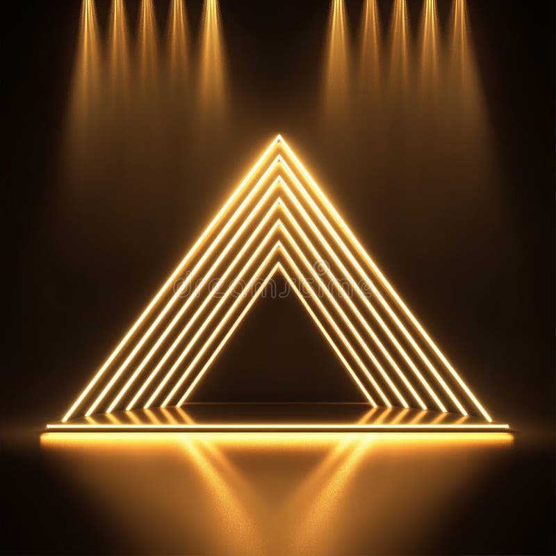 Neon Triangle with Lights on Black Background. Vector Illustration. Eps ...
