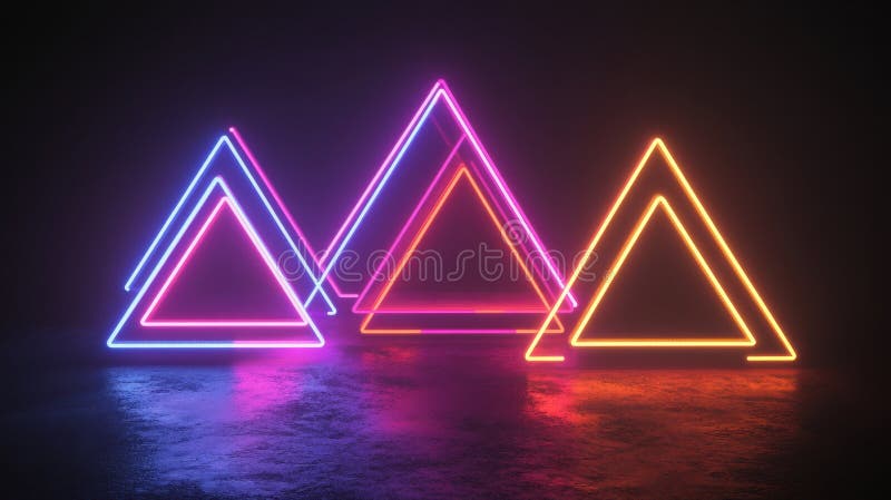 Neon Triangle Lights in Vivid Colors with Dark Background Stock Image ...