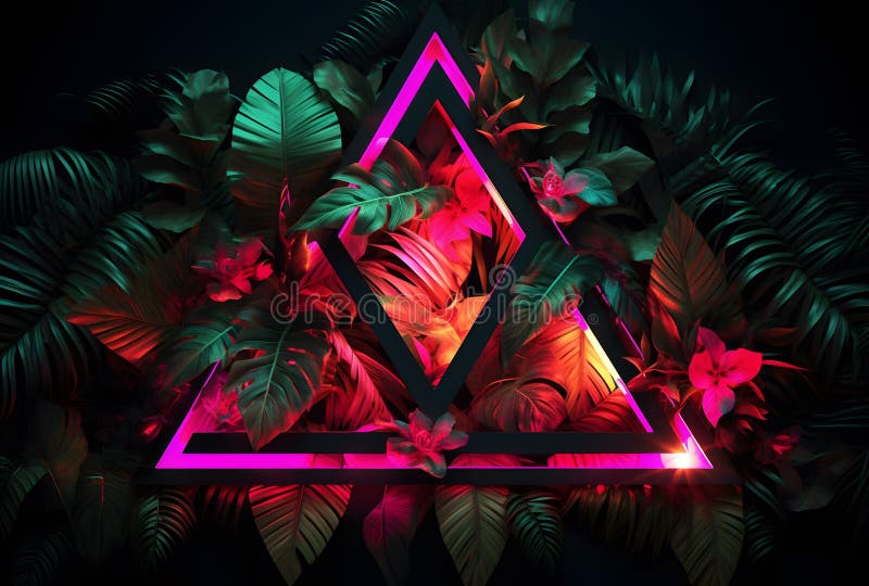 Neon Triangle Magic: Trashcore Meets Nature Stock Illustration ...