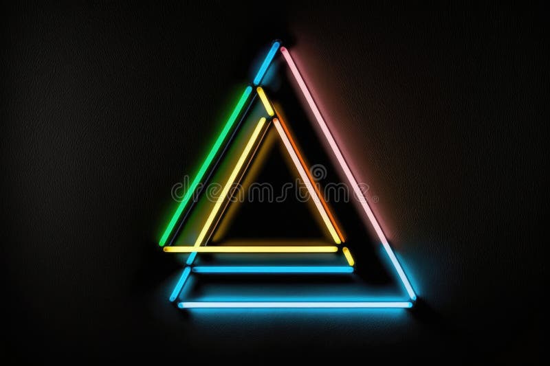 Neon Triangle Outline on a Black Background. Generative AI Stock ...