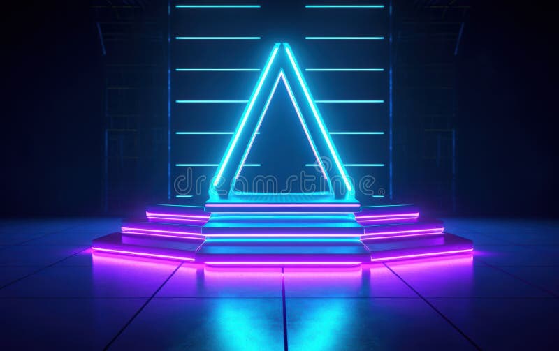Neon Triangle Stage: Futuristic 3D Render. Created by Generative ...