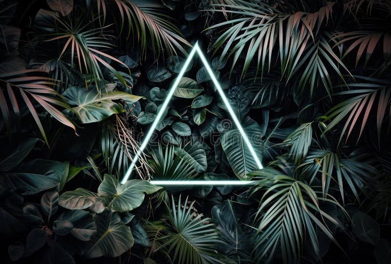 Neon Triangle Surrounded by Tropical Plants Stock Illustration ...