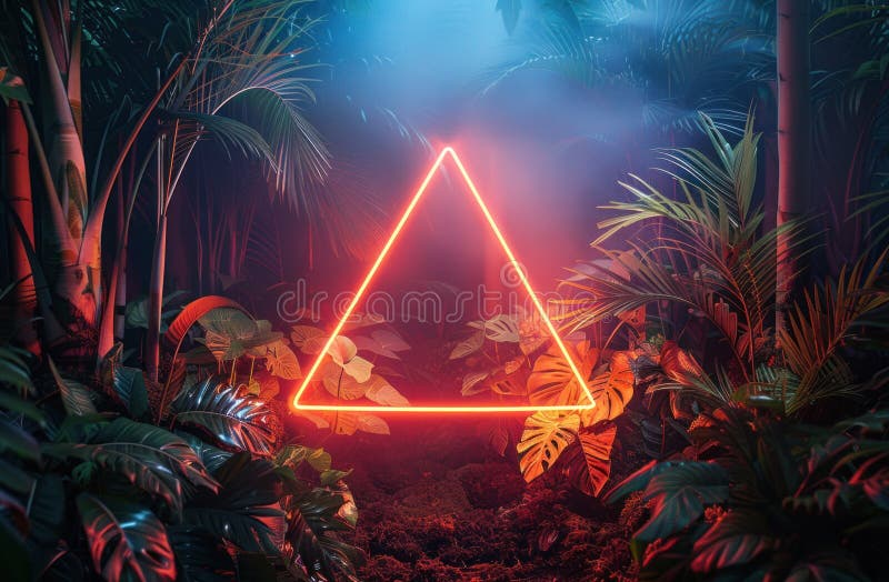 Neon Triangle Surrounded by Tropical Plants Stock Image - Image of ...
