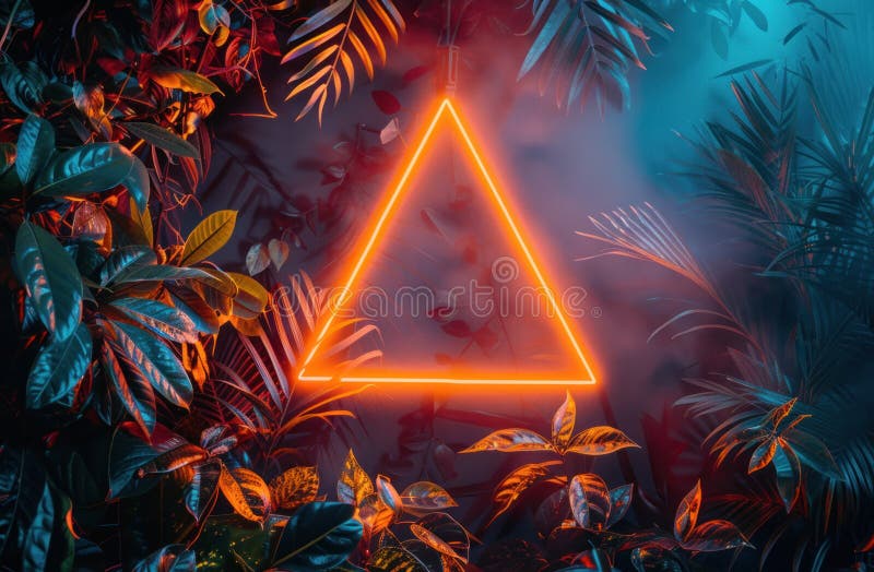 Neon Triangle Surrounded by Tropical Plants Stock Photo - Image of ...