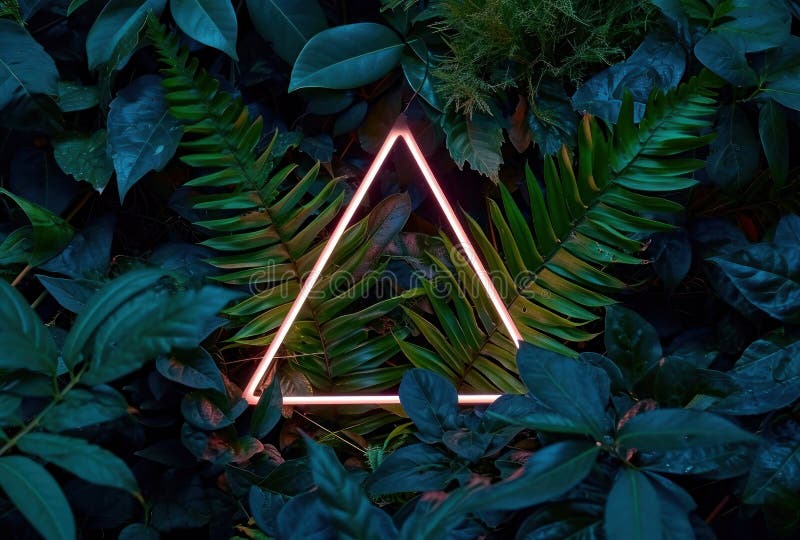 Neon Triangle Surrounded by Tropical Plants Stock Photo - Image of ...