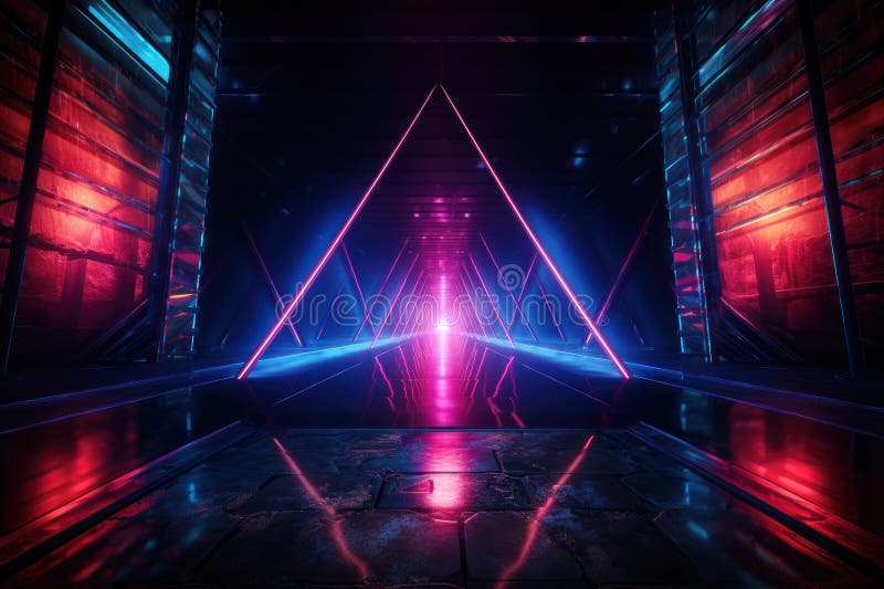 Neon Triangle. Triangles Neon Lights Frame. Neon Light Geometric ...