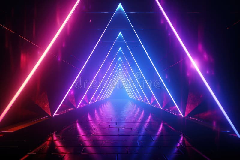 Neon Triangle. Triangles Neon Lights Frame. Neon Light Geometric ...