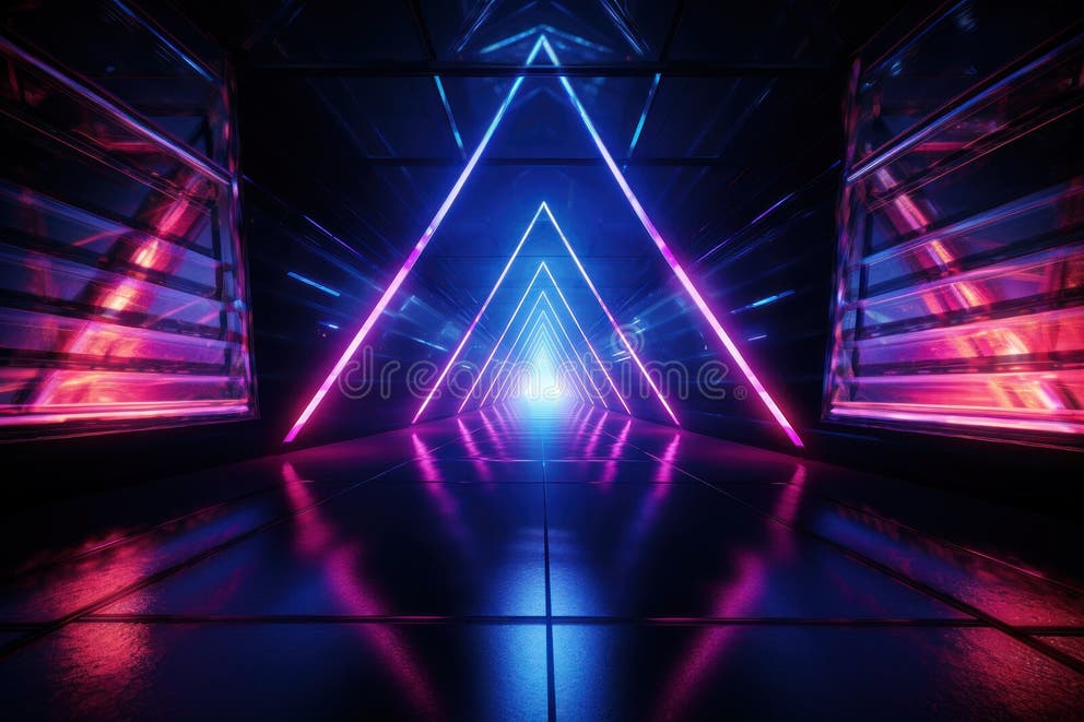 Neon Triangle. Triangles Neon Lights Frame. Neon Light Geometric ...