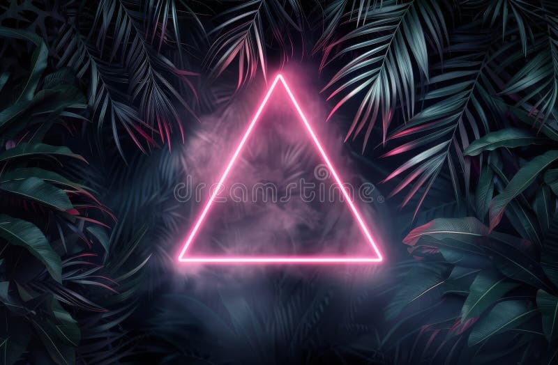Neon Triangle in Tropical Foliage Stock Image - Image of triangle ...