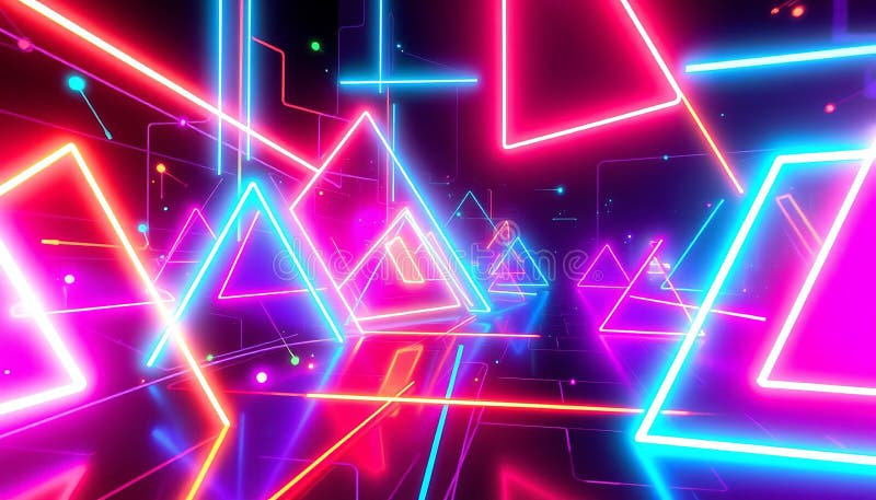 Neon Triangles Abstract Background, Geometric Design, Vibrant Colors ...