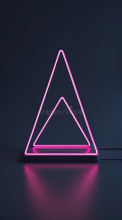 Neon Triangles Illuminated Against a Dark Background Creating a ...