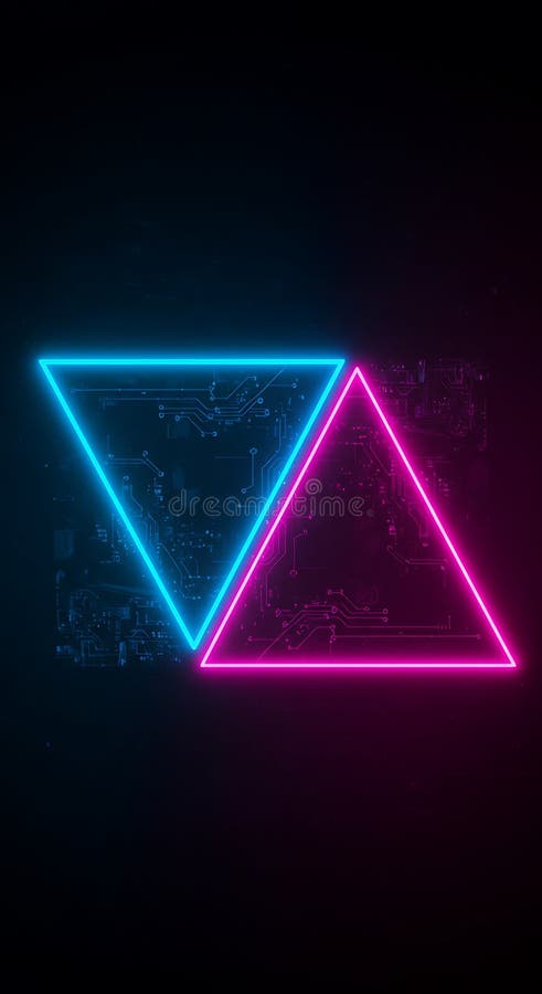 Neon Triangles: Abstract Tech Background Stock Illustration ...