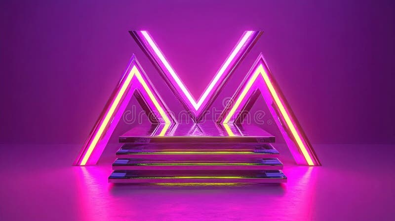 Neon Triangles Stage Backdrop, Purple Studio, Product Display Stock ...