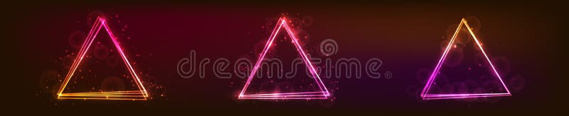 Neon Triangular Frame with Shining Effects and Sparkles Stock Vector ...