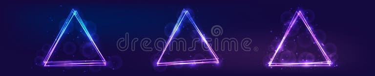 Neon Triangular Frame with Shining Effects and Sparkles Stock Vector ...