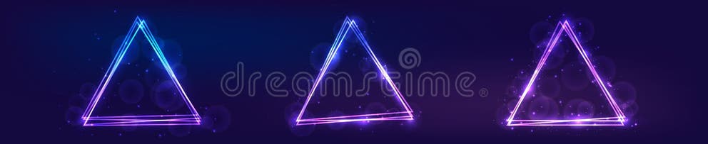 Neon Triangular Frame with Shining Effects and Sparkles Stock Vector ...