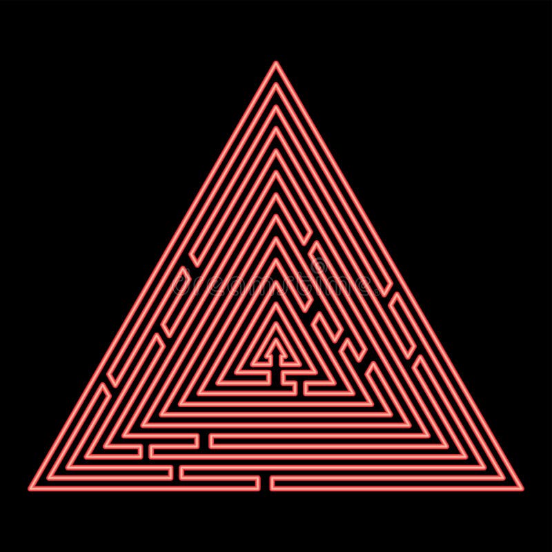 Neon Triangular Labyrinth Maze Conundrum Labyrinth Conundrum Red Color ...