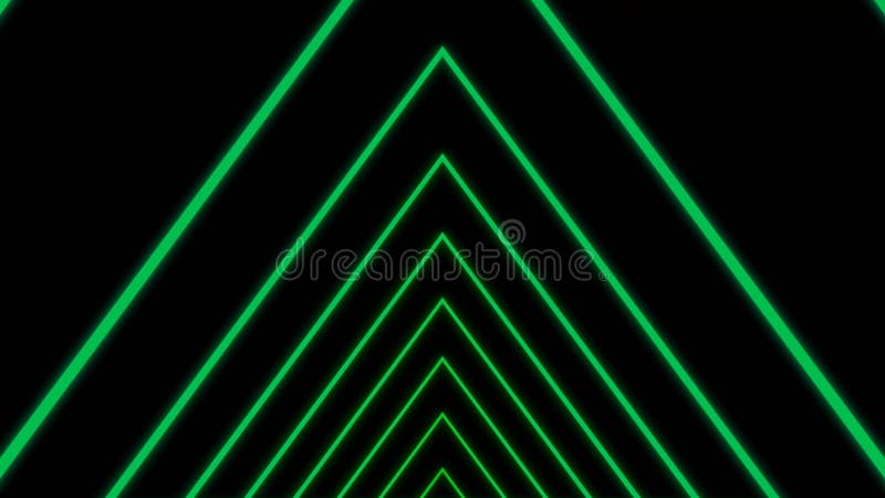 Neon Triangular Lines Move on Black Background. Design. Centralized ...