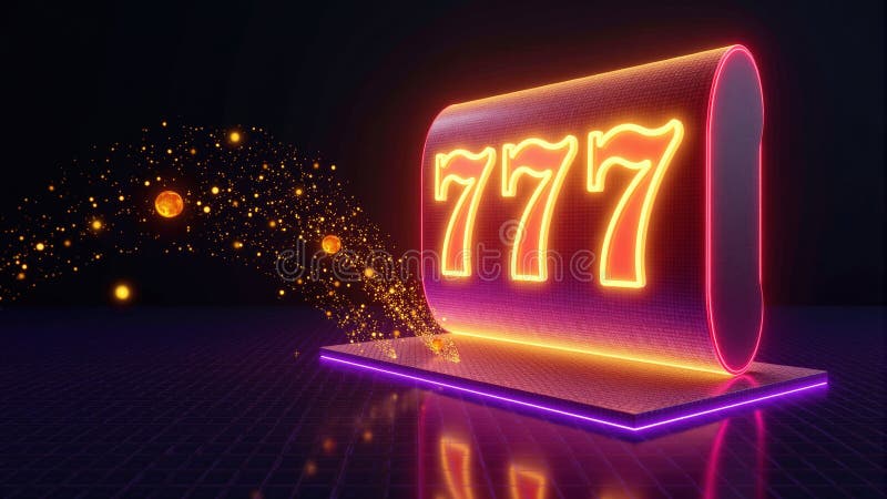 Neon Triple Seven Slot Machine Icon Stock Illustration - Illustration ...