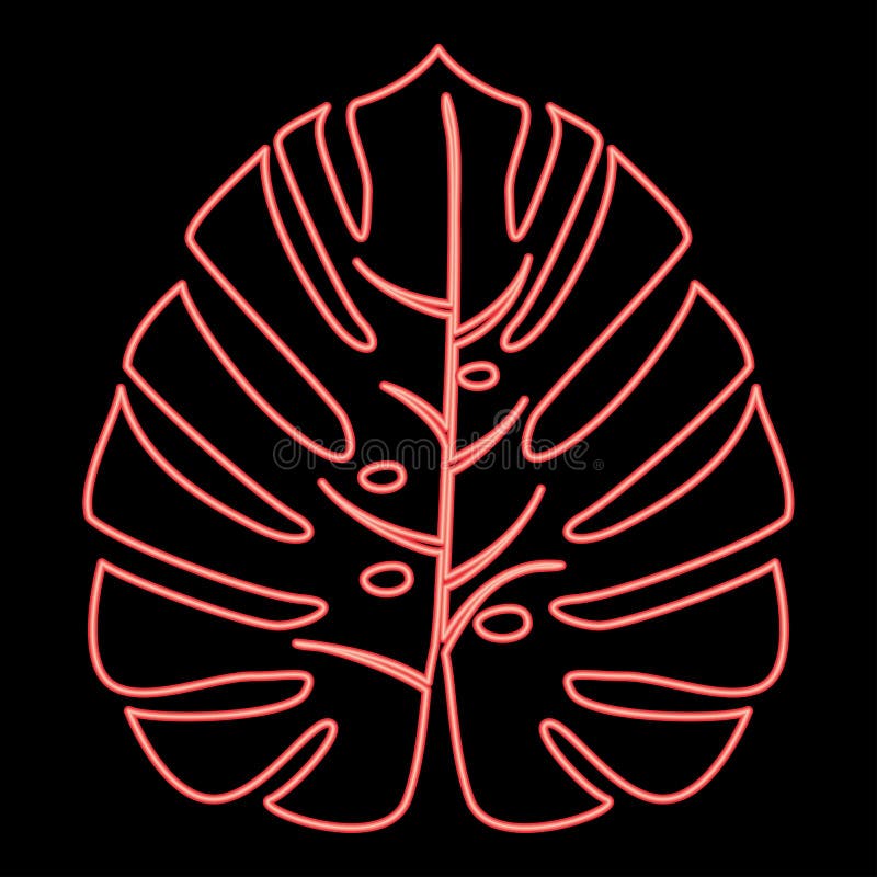 Neon Tropical Leaf Red Color Vector Illustration Image Flat Style Stock ...