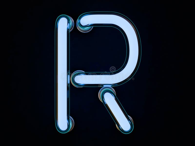 Neon Tube Letter on Black Background. 3D Stock Illustration ...