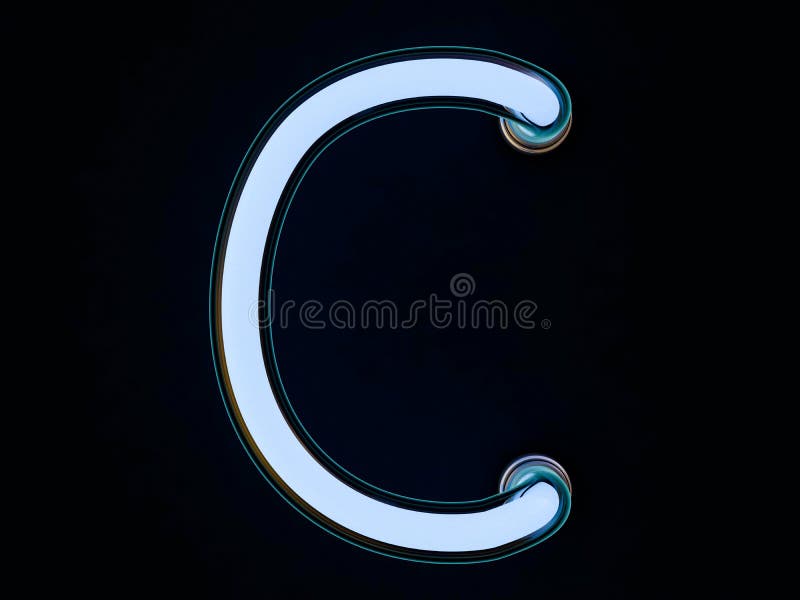 Neon Tube Letter on Black Background. 3D Stock Illustration ...