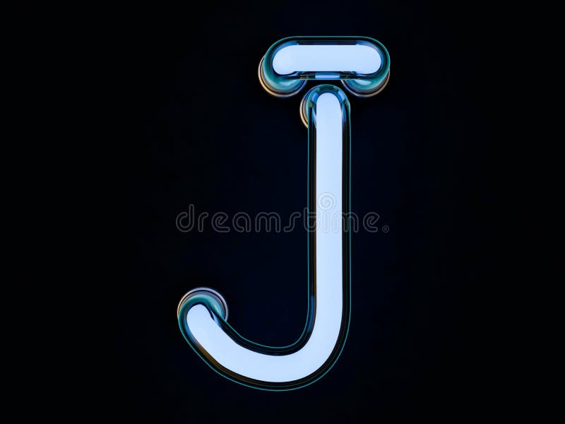 Neon Tube Letter on Black Background. 3D Stock Illustration ...