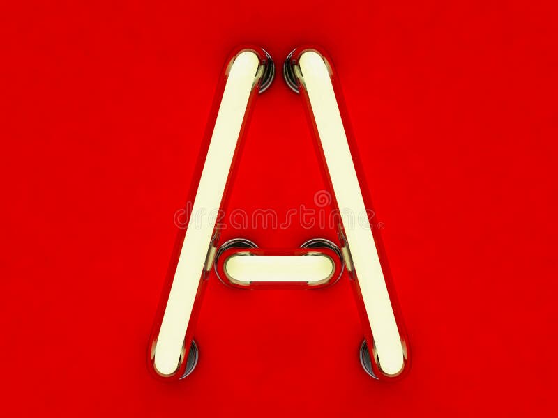 Neon Tube Letter on Red Background. Stock Illustration - Illustration ...