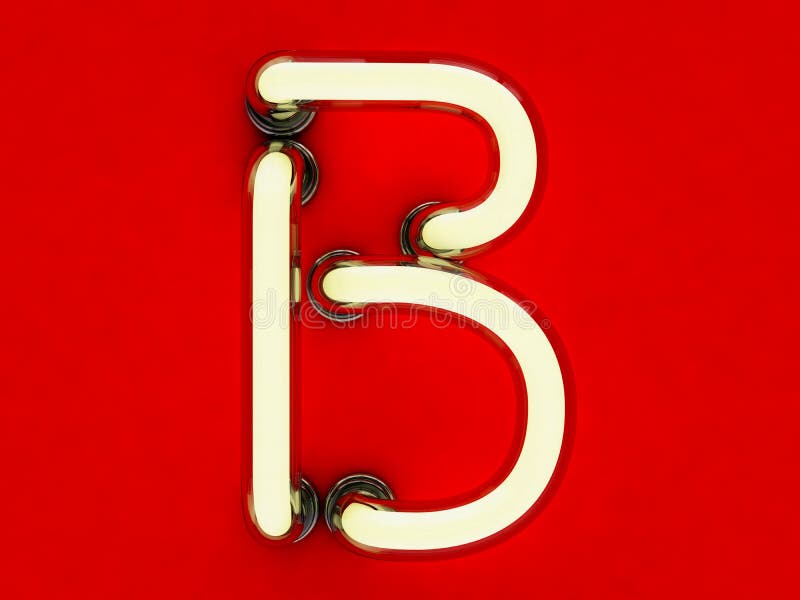 Neon Tube Letter on Red Background. Stock Illustration - Illustration ...