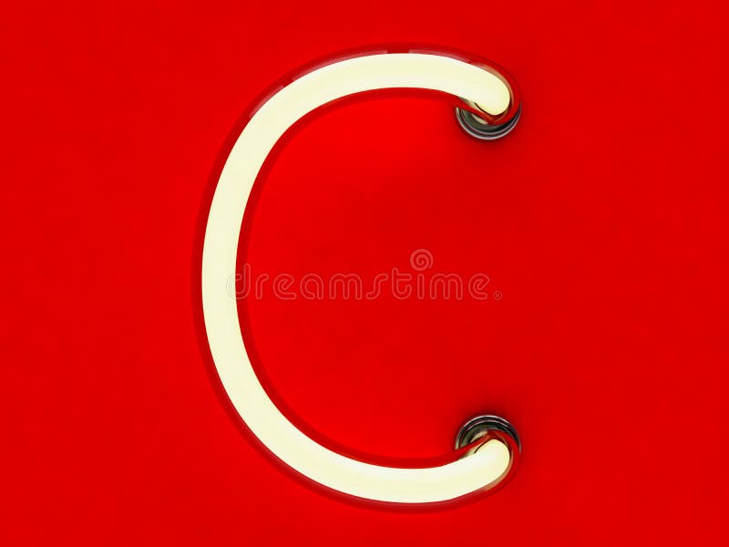 Neon Tube Letter on Red Background. Stock Illustration - Illustration ...