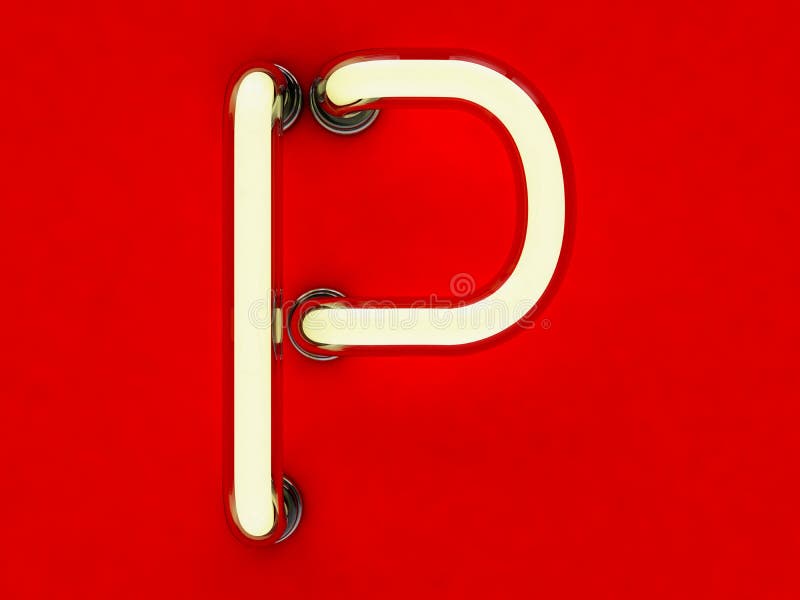 Neon Tube Letter on Red Background. Stock Illustration - Illustration ...