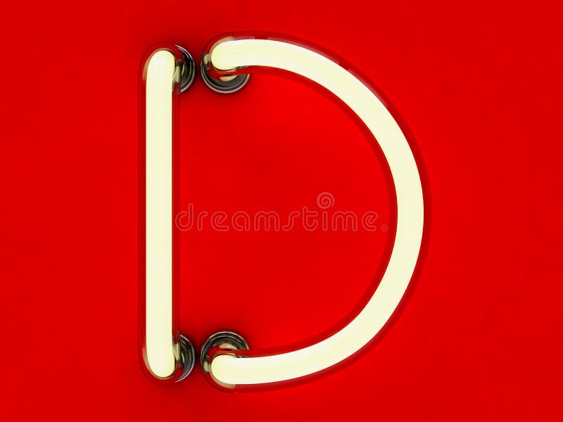 Neon Tube Letter on Red Background. Stock Illustration - Illustration ...