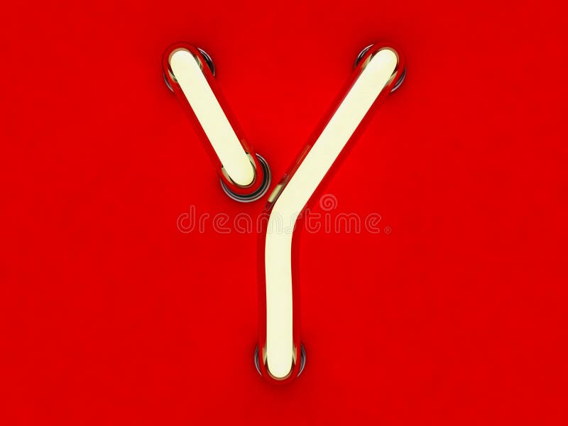 Neon Tube Letter on Red Background. Stock Illustration - Illustration ...