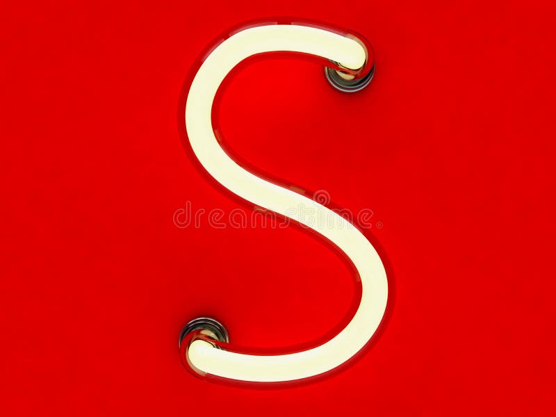 Neon Tube Letter on Red Background. Stock Illustration - Illustration ...