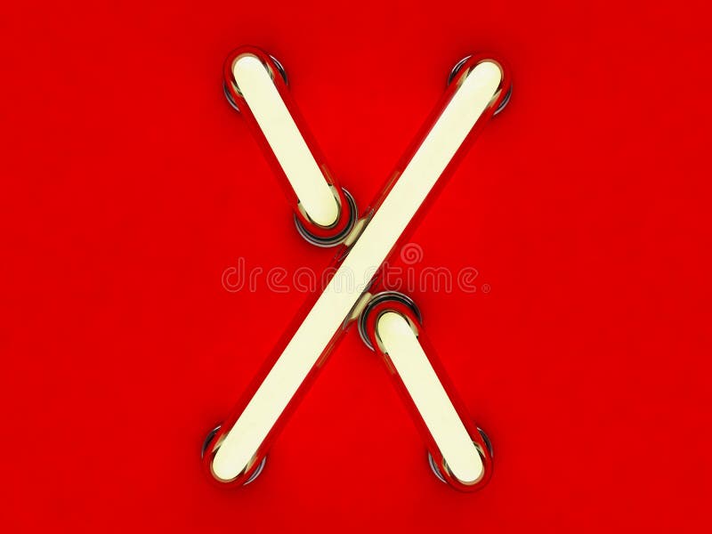Neon Tube Letter on Red Background. Stock Illustration - Illustration ...