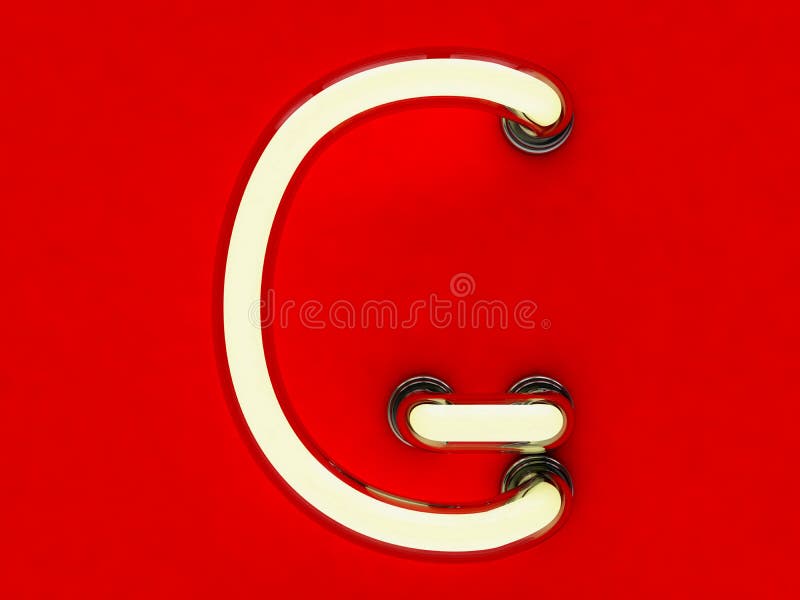 Neon Tube Letter on Red Background. Stock Illustration - Illustration ...