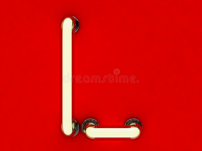 Neon Tube Letter on Red Background. Stock Illustration - Illustration ...