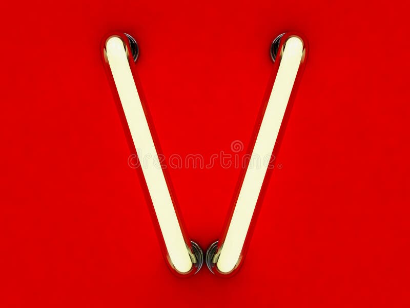 Neon Tube Letter on Red Background. Stock Illustration - Illustration ...