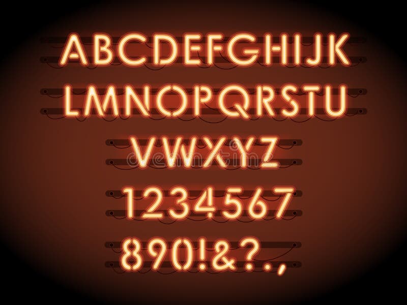Neon tube letters vector stock vector. Illustration of electric - 73621768