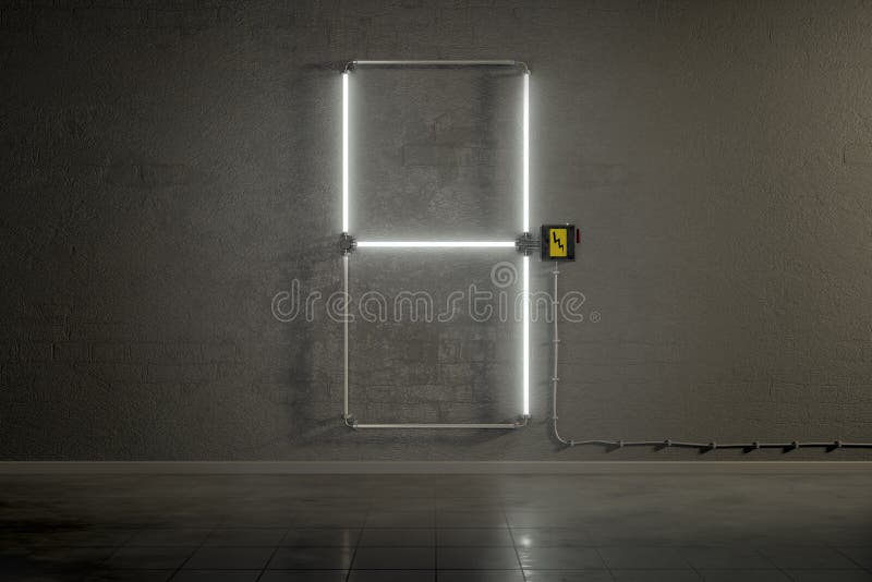 Neon Tubes Building the Number Four Stock Illustration - Illustration ...