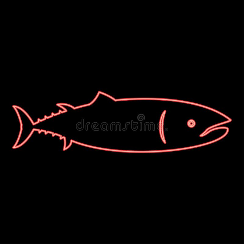 Neon Tuna Fish Red Color Vector Illustration Image Flat Style Stock ...