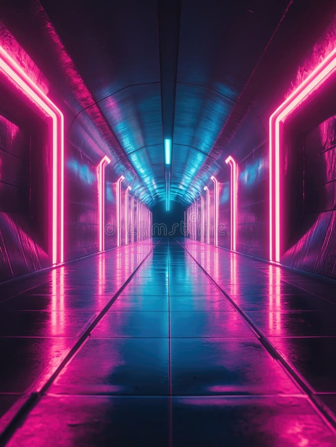 Neon Tunnel stock image. Image of innovation, road, technology - 376218747